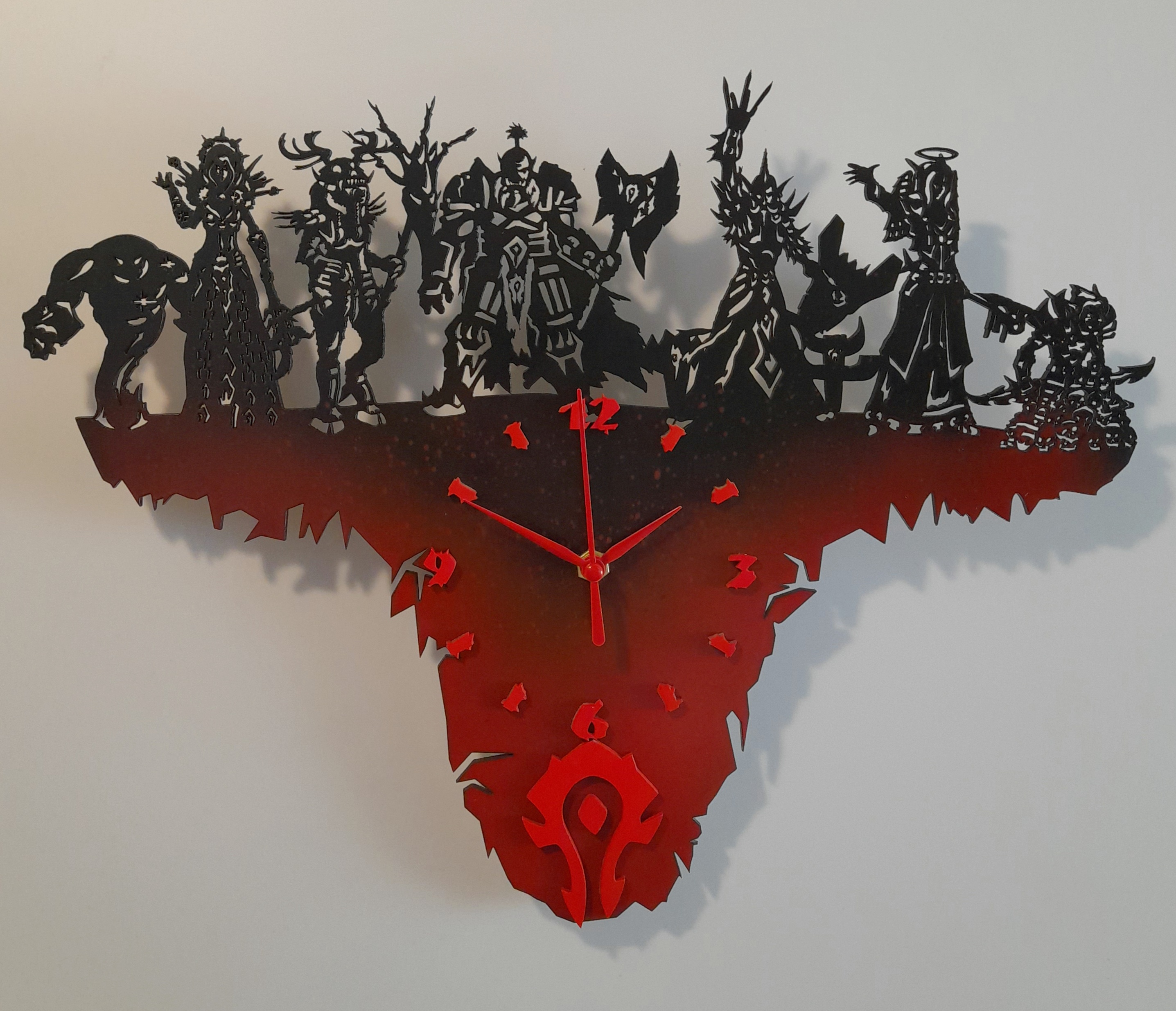 Horde world of warcraft wooden wall clock colored | Inspire Uplift