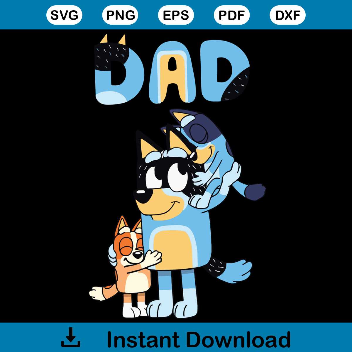 Bluey Family Dad Playing Son And Daughter Shirt Design SVG F - Inspire ...