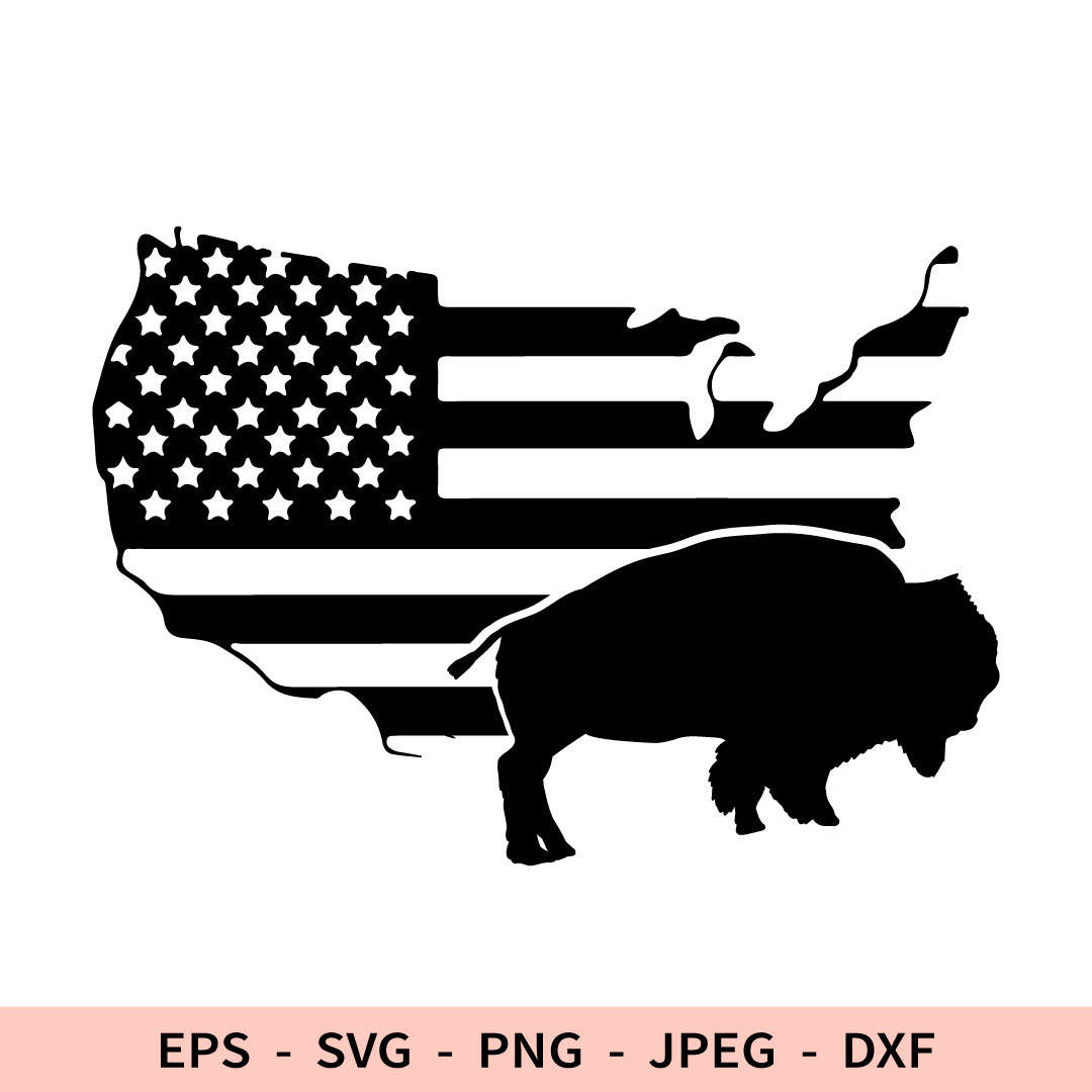 Distressed American Bison Flag Svg Grunge USA flag File for | Inspire ...