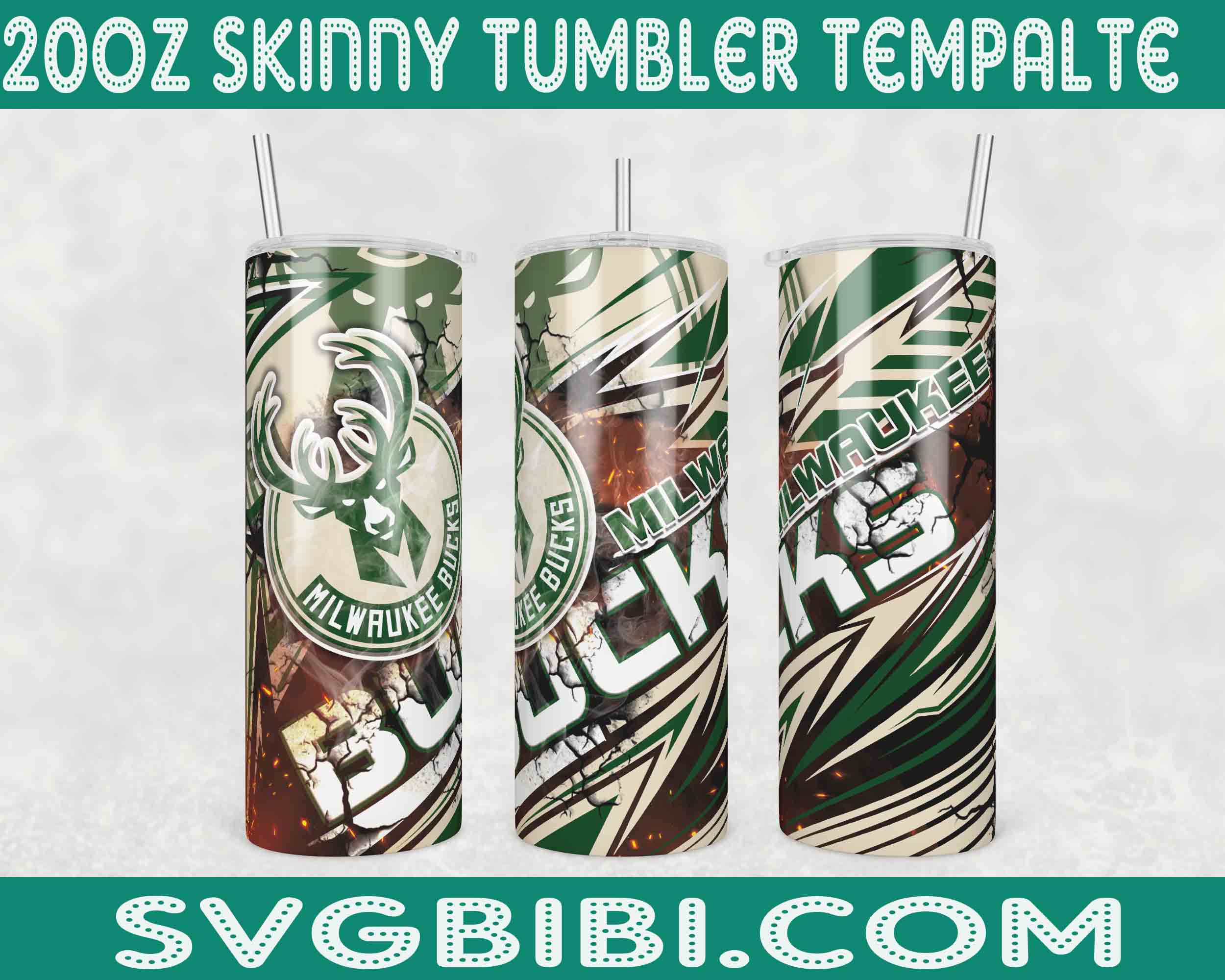 Milwaukee Bucks 20oz Tumbler Wrap, 20oz Tumbler Wrap, NBA 20 | Inspire ...