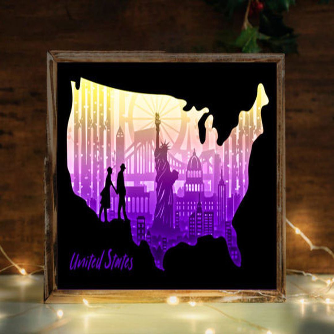 Love in US 3d Paper Light Box 247 | Inspire Uplift
