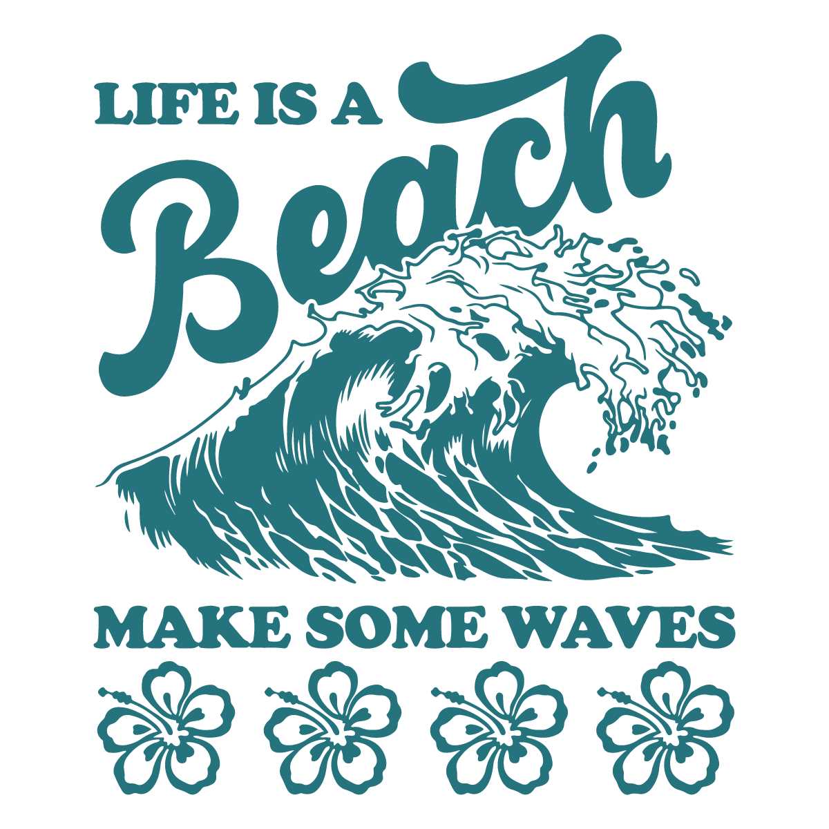 Life is a Beach Make Some Waves PNG Retro Summer SVG Files | Inspire Uplift