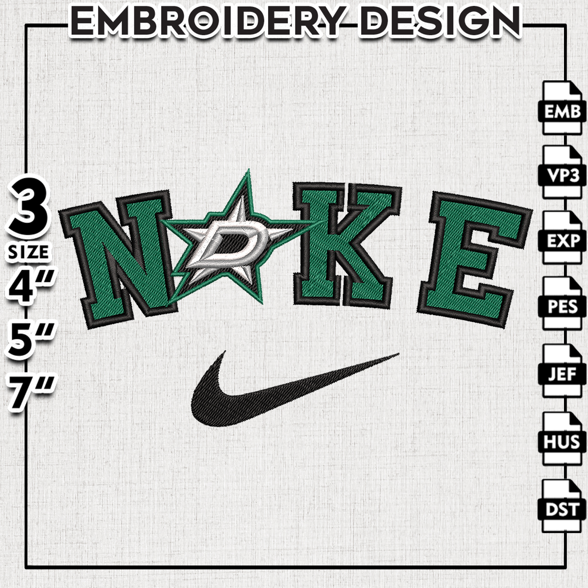 Dallas Stars Embroidery Designs, NHL Logo Embroidery, NHL St - Inspire ...