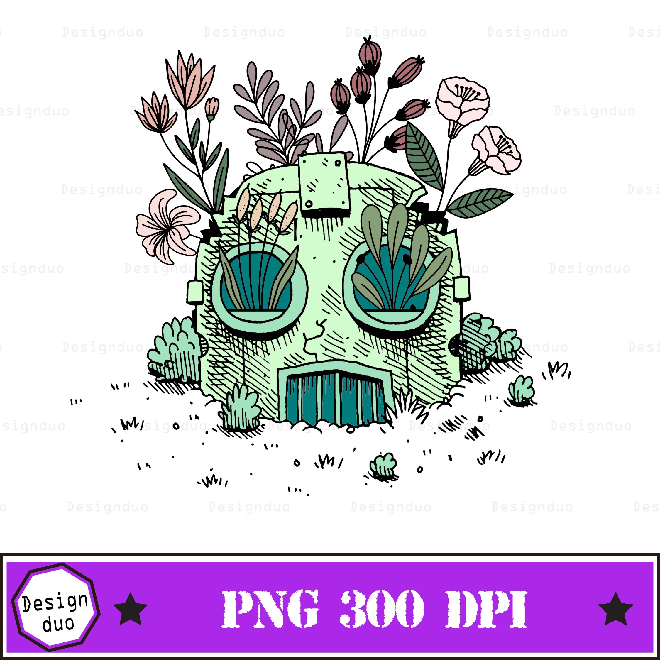 Robot Head Flowers Sublimation | Inspire Uplift