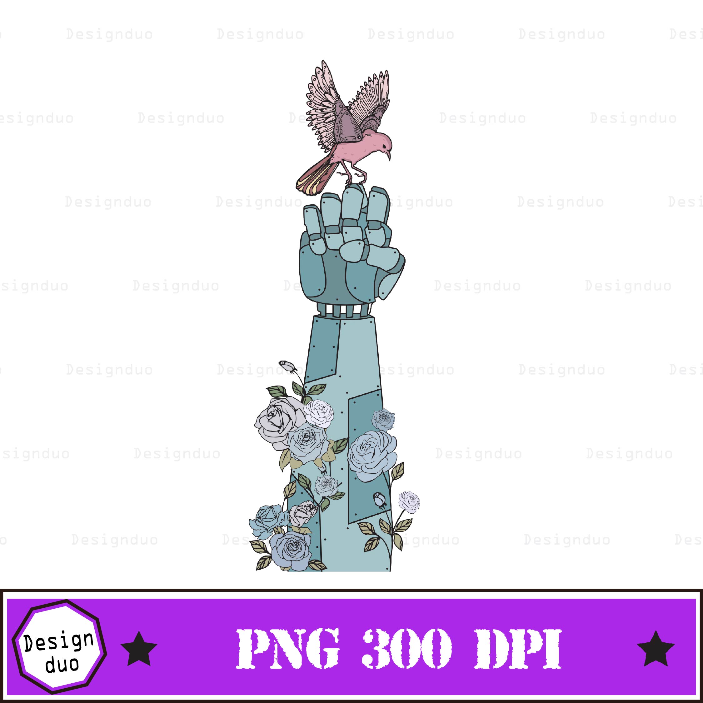 Robot Hand Bird Flowers Sublimation | Inspire Uplift