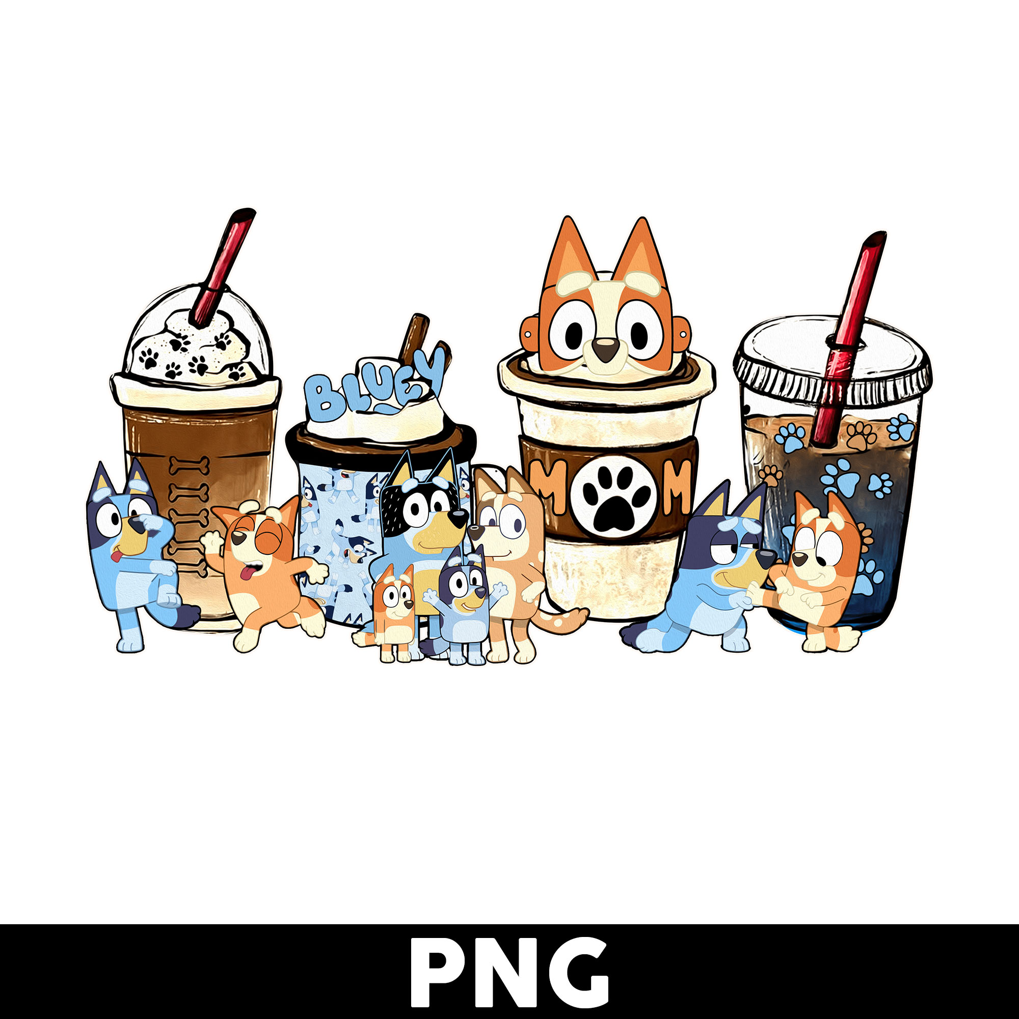 Bluey Coffee Png, Bluey And Bingo Coffee Png, Bingo Png, Blu | Inspire ...