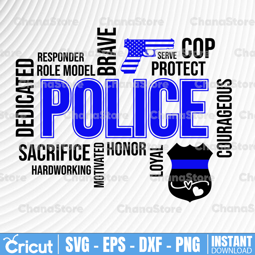 Police Typography svg, Police Thin Blue Line SVG |The Blue L | Inspire ...