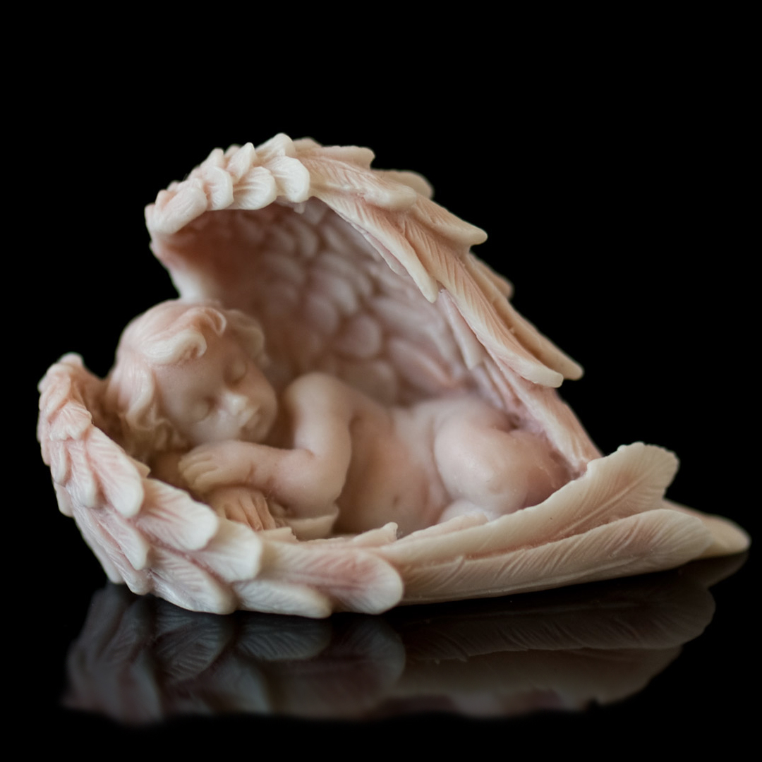 Pink angel figurine / Slipping in wings marble angel | Inspire Uplift