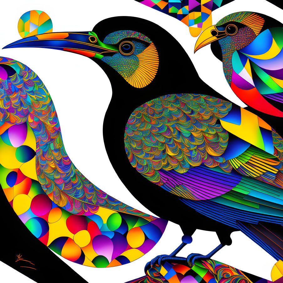 Exotic Birds. Exotic Bird. Abstract cubist drawing. | Inspire Uplift