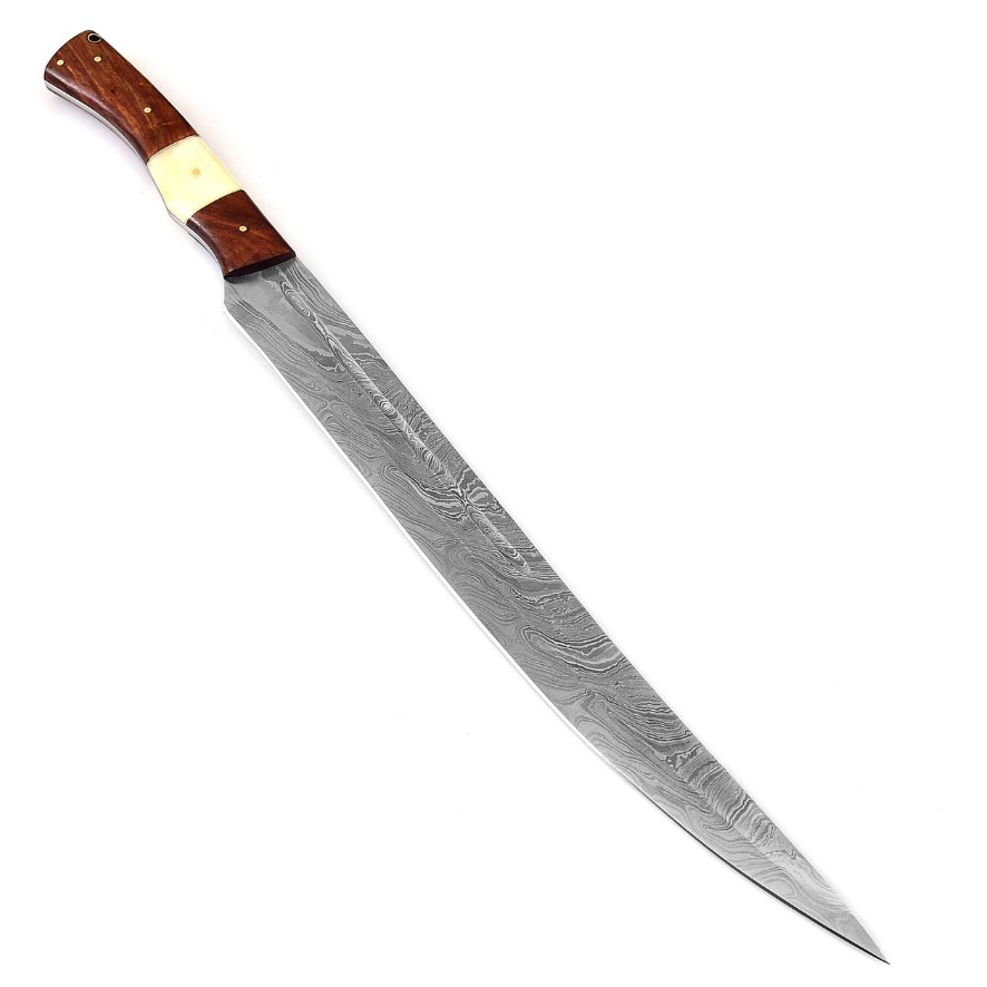 Germanic Style Single-Edged Long Sword Damascus steel Full T | Inspire ...