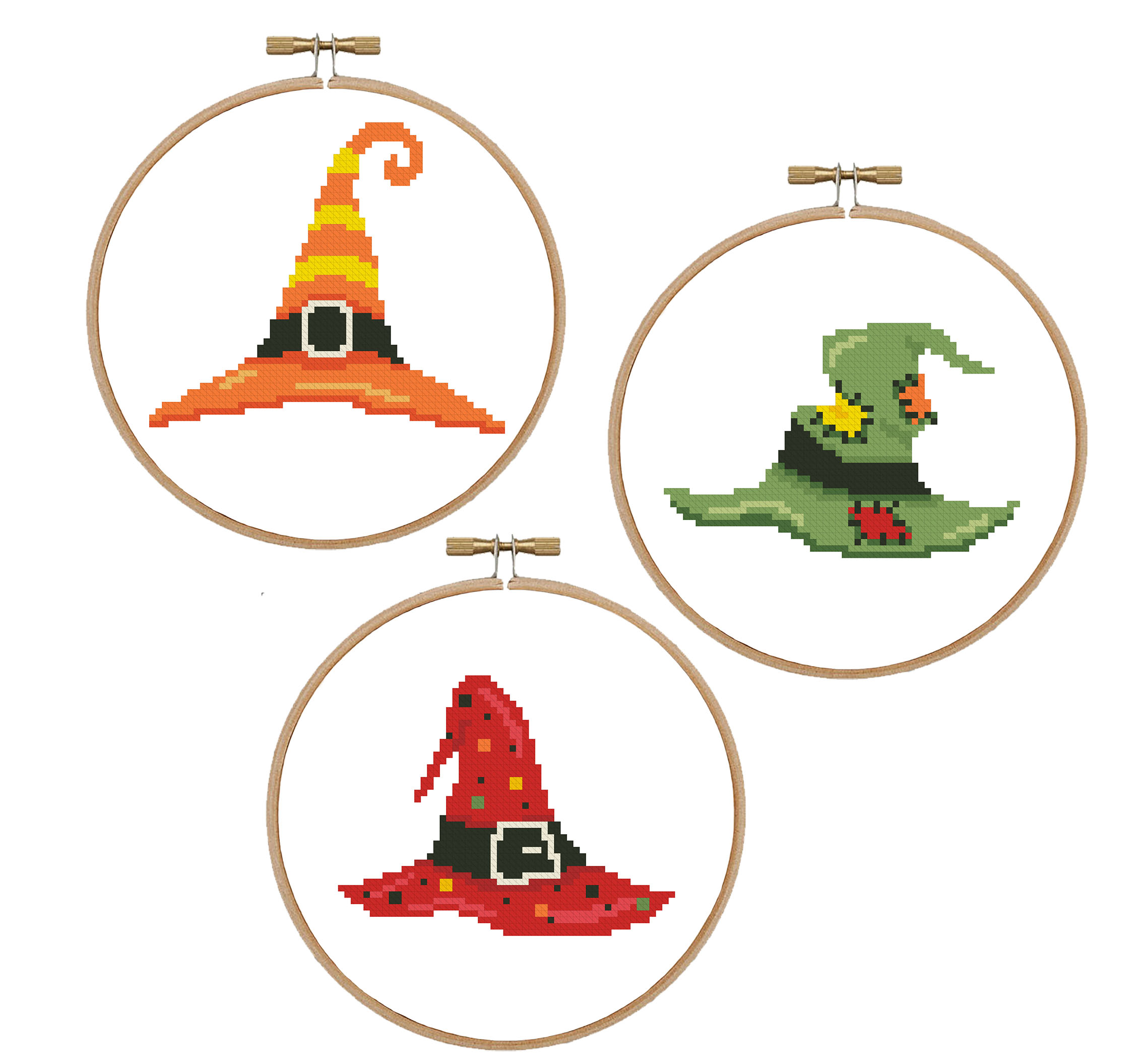 Witch hats set 2 cross stitch pattern Halloween cross stitch | Inspire ...