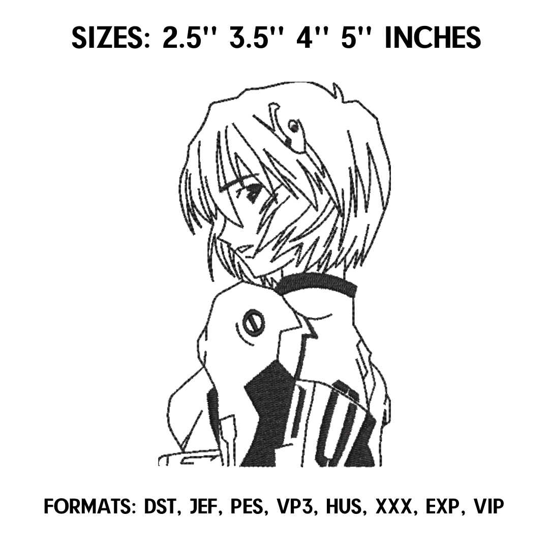 Rei Ayanami Embroidery Design File, Evangelion Anime Embroid - Inspire ...
