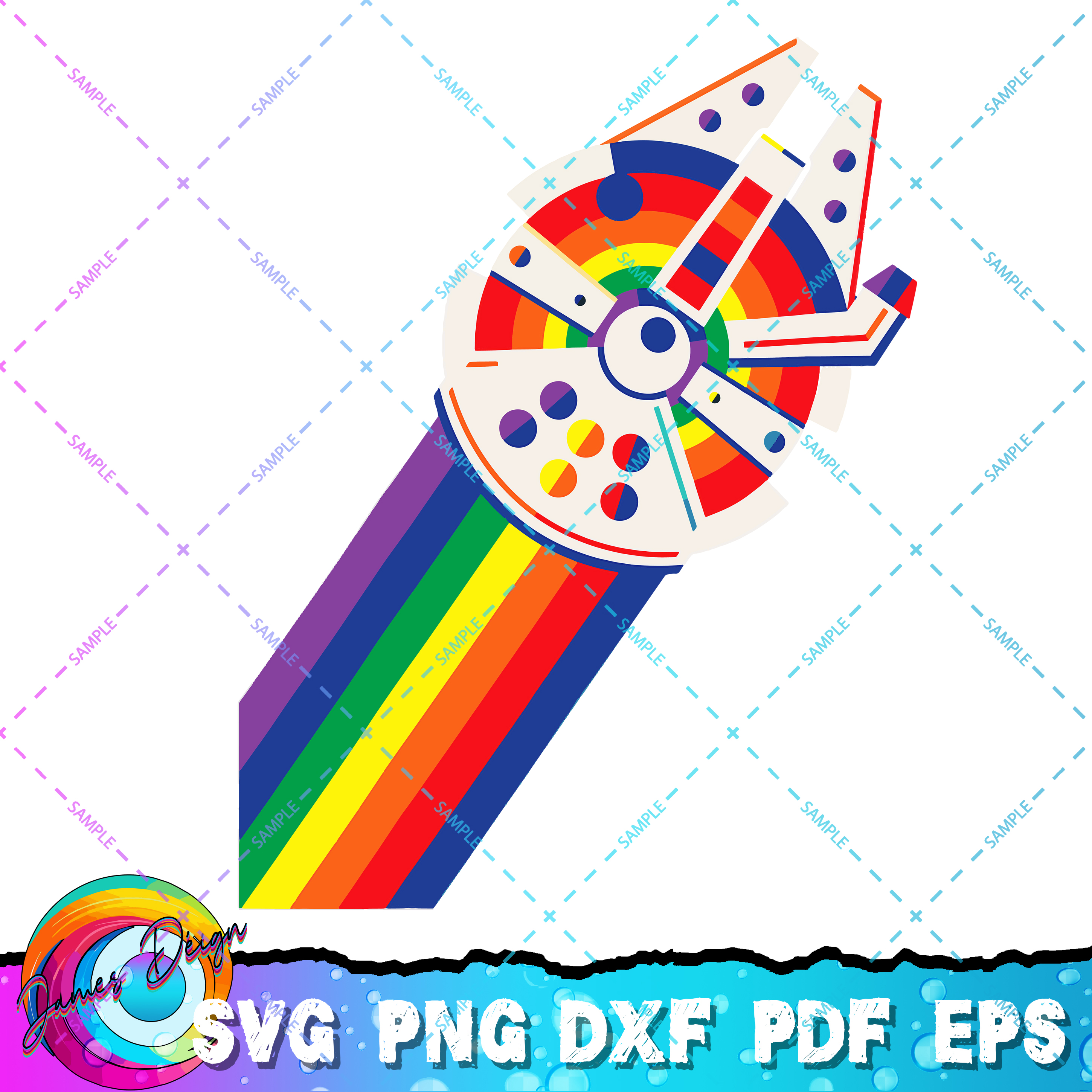 Star Wars Rainbow Millennium Falcon PNG, SVG, Sublimation De | Inspire ...