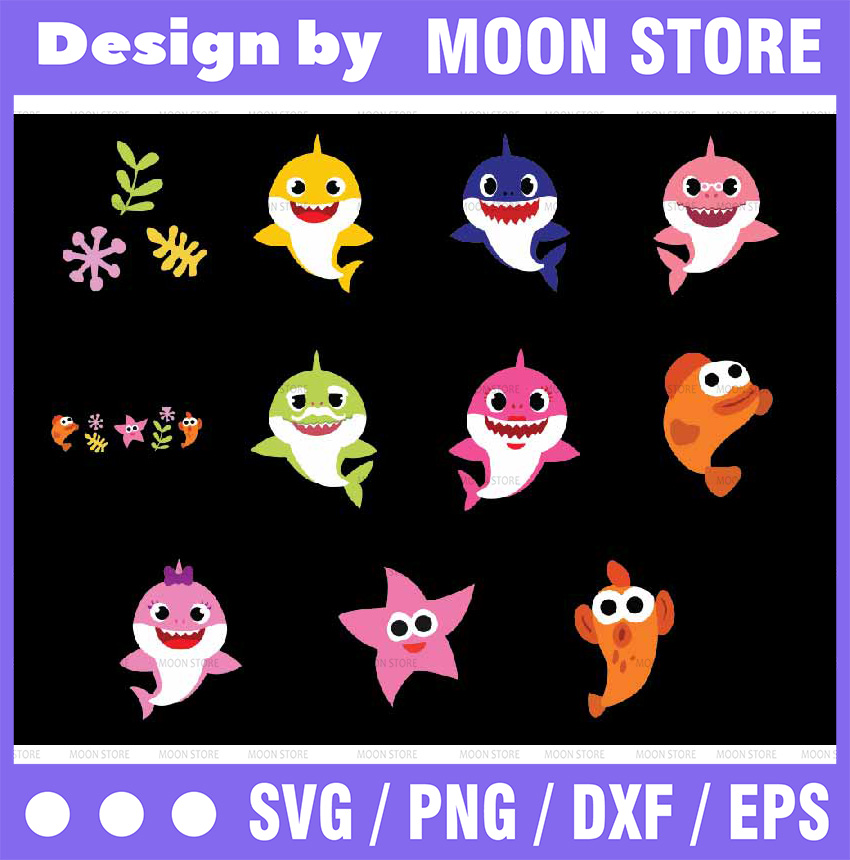 6 Family Sharks Character with Friends SVG,Png,Shark's frien - Inspire ...