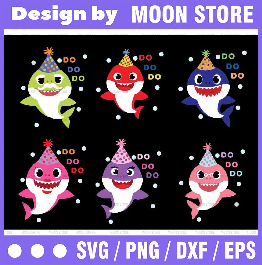 Baby Shark Family doo doo doo SVG Vector EPS, Silhouette DXF - Inspire ...