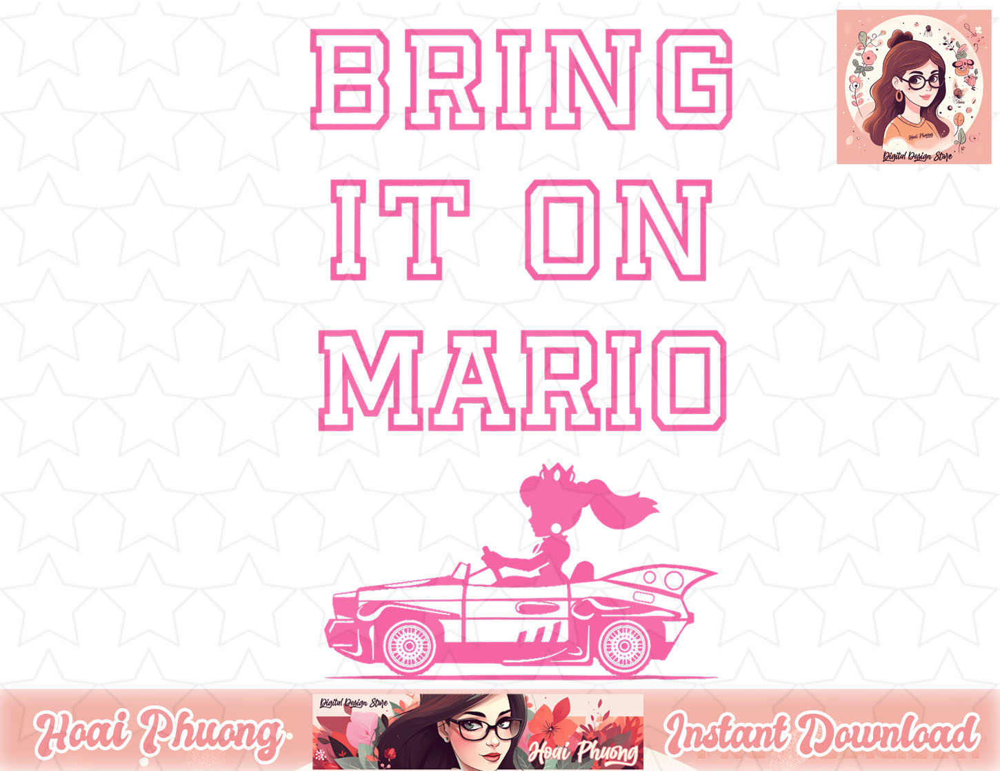 Mario Kart Peach Outline Poster Bring It On Mario T-Shirt PN - Inspire ...