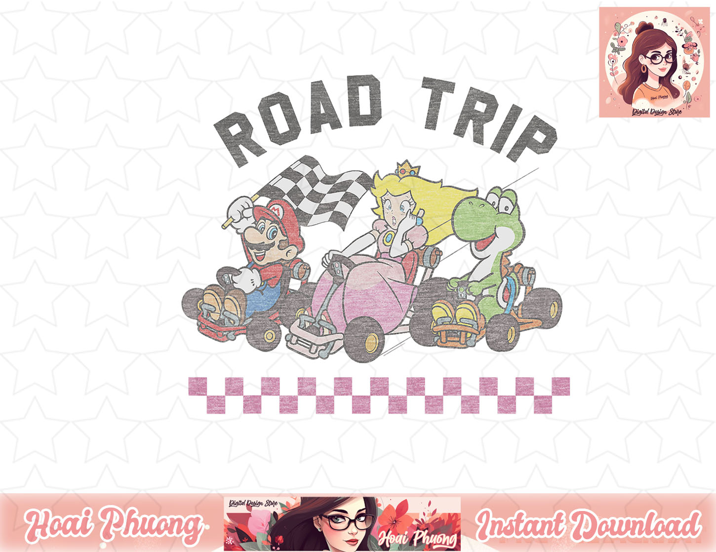 Mario Kart Road Trip Mario Peach Yoshi Trio Vintage T-Shirt - Inspire ...