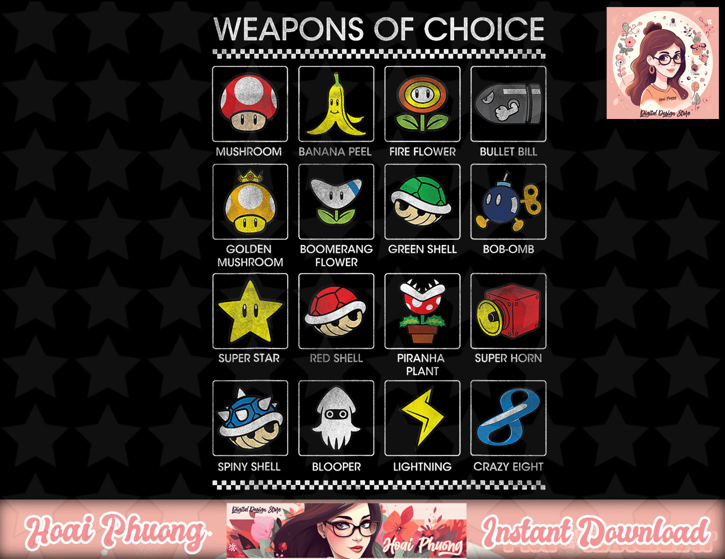 Mario Kart Weapons Of Choice Item Poster PNG Sublimation Des | Inspire ...