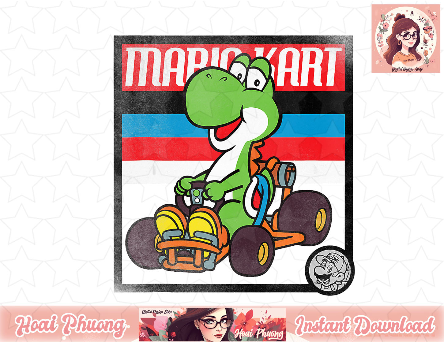 Nintendo Mario Kart Yoshi Old School PNG Sublimation Design, - Inspire ...