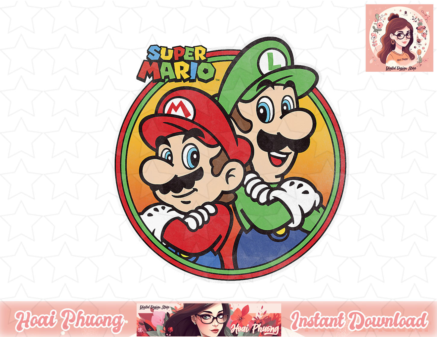 Nintendo Super Mario & Luigi Brothers Circle PNG Sublimation | Inspire ...