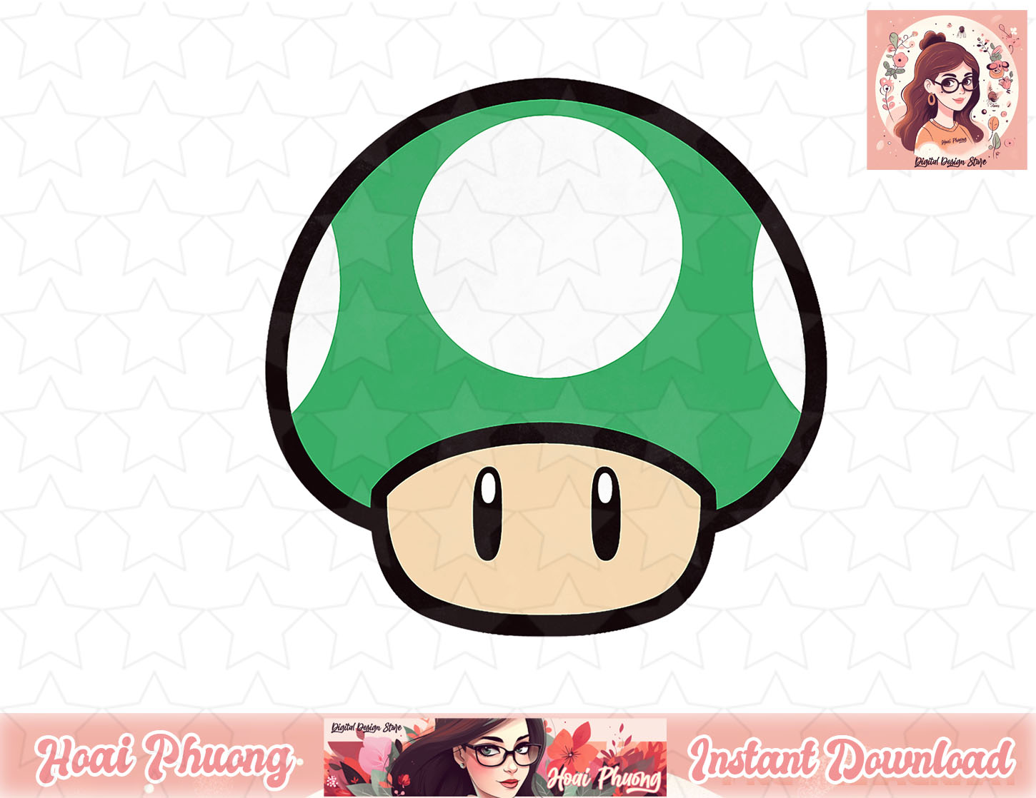 Nintendo Super Mario Big 1-Up Mushroom Graphic PNG Sublimati - Inspire ...