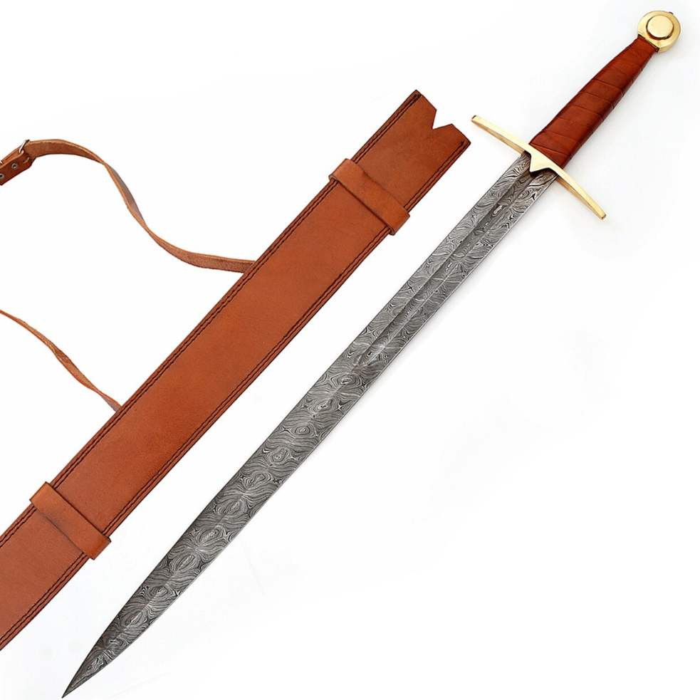 Wolfskin Raider Damascus Steel Viking Sword Full Tang | Inspire Uplift