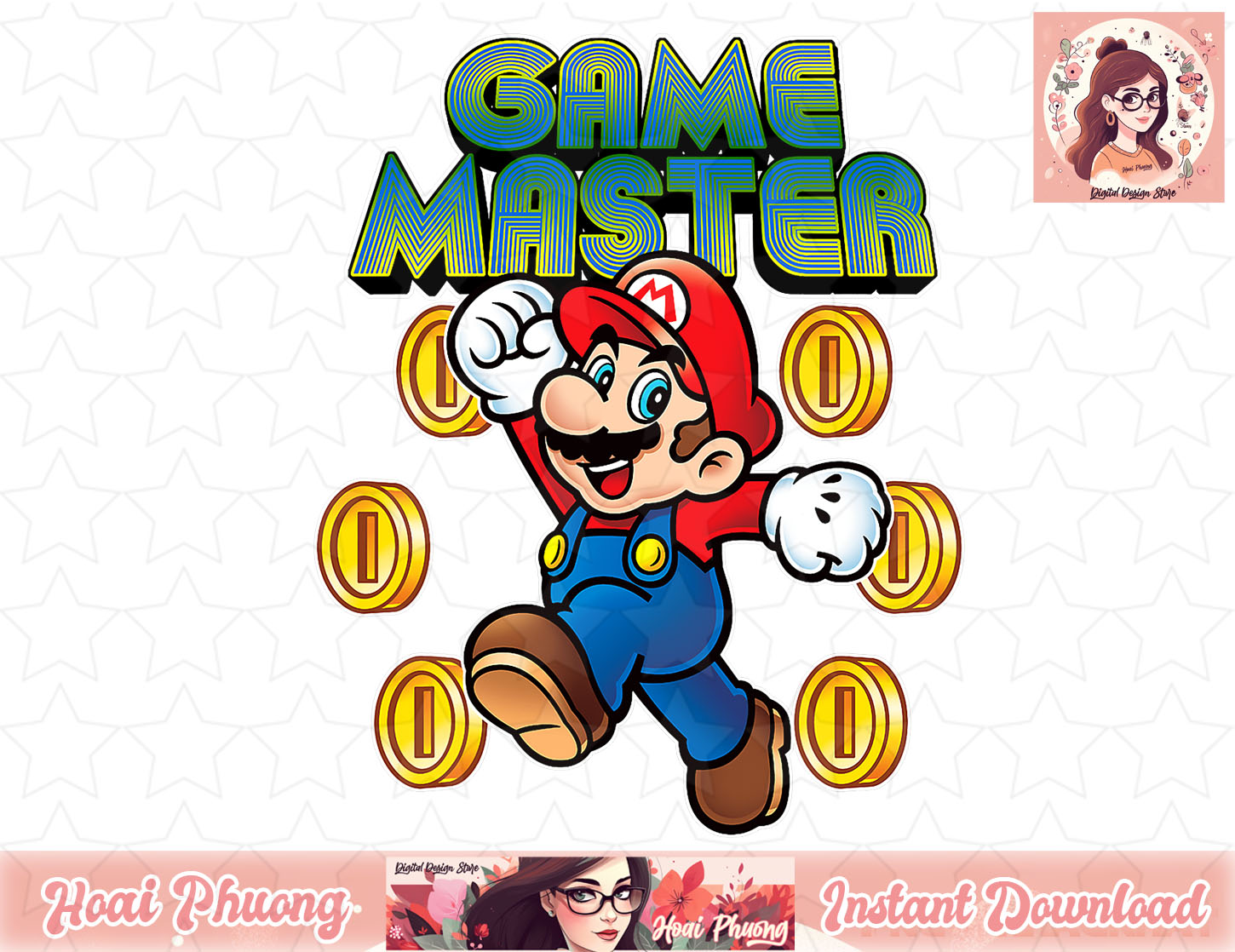 Nintendo Super Mario Game Master Coins Graphic PNG Sublimati | Inspire ...