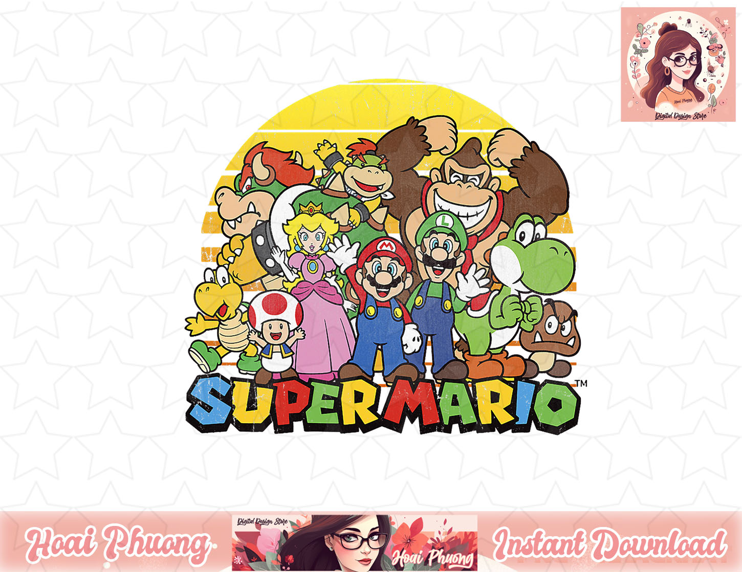 Nintendo Super Mario Group Portrait Vintage PNG Sublimation | Inspire ...
