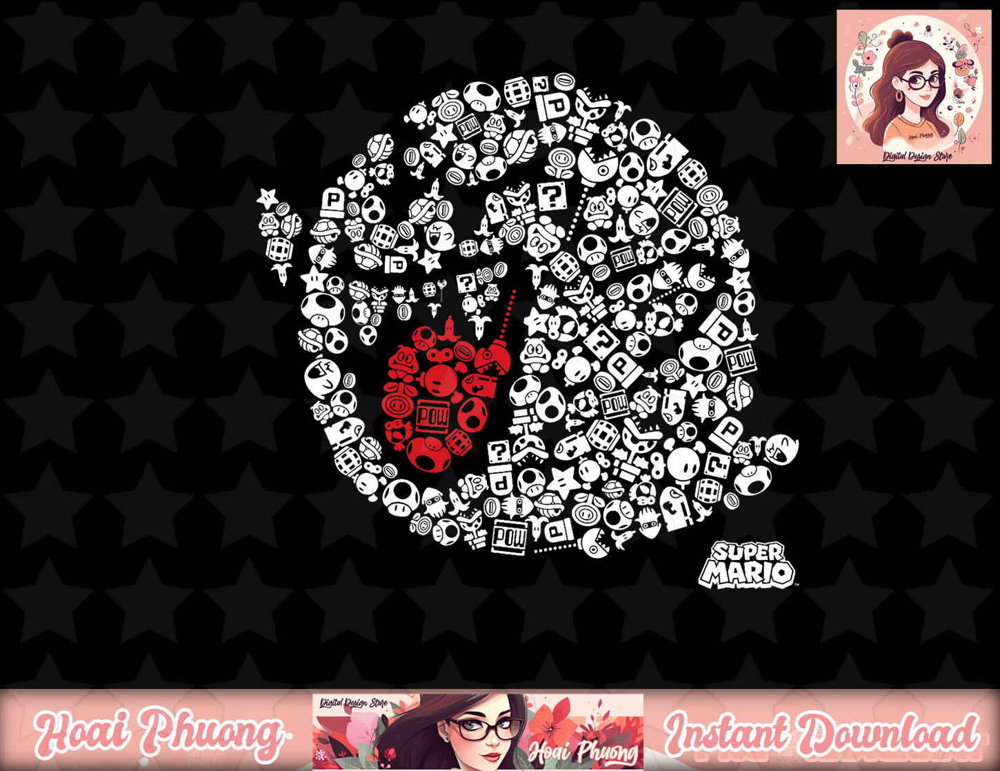 Nintendo Super Mario Iconic Boo Portrait Graphic PNG Sublima - Inspire ...