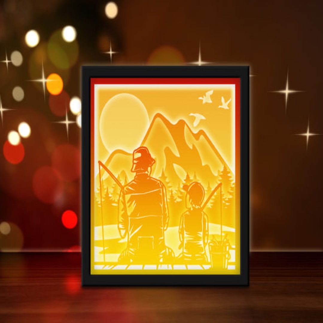 Fishing Dad and Son Light Box | Inspire Uplift