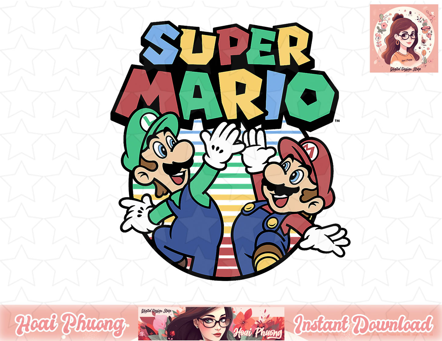 Nintendo Super Mario Luigi High Five Stripes Graphic PNG Sub - Inspire ...