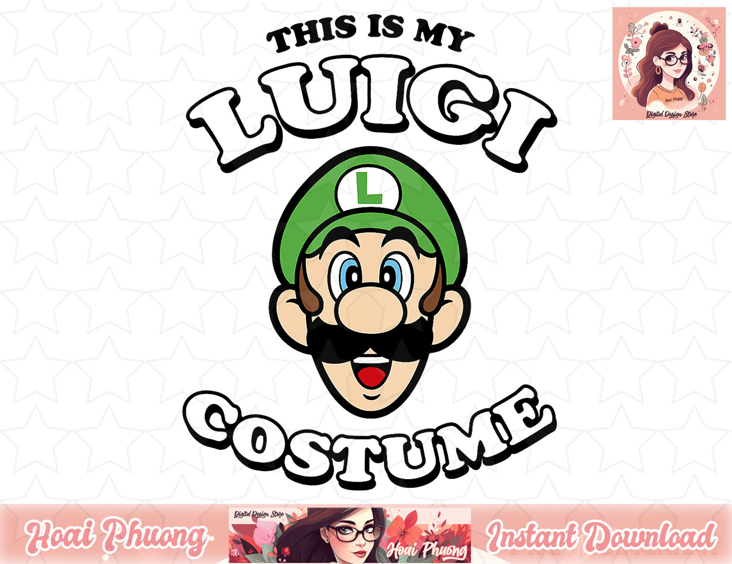 Nintendo Super Mario My Luigi Costume Graphic PNG Sublimatio | Inspire ...