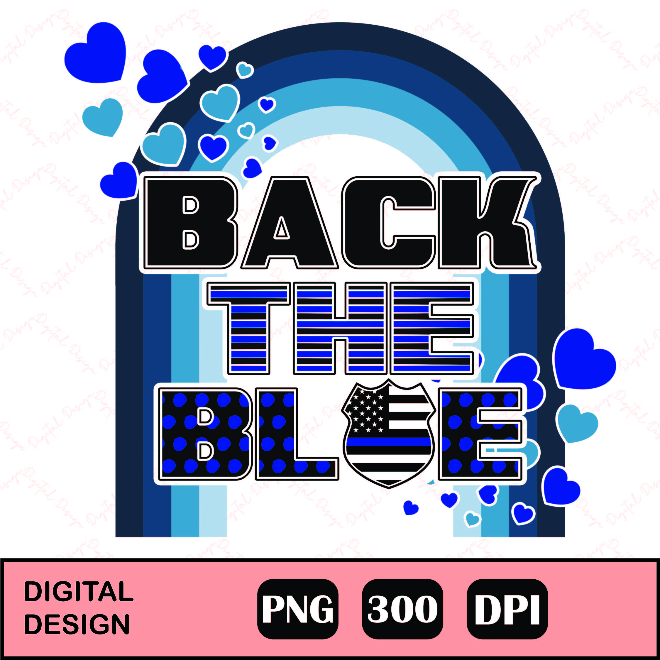 Retro Back the Blue Rainbow Sublimation png, Back the Blue P | Inspire ...