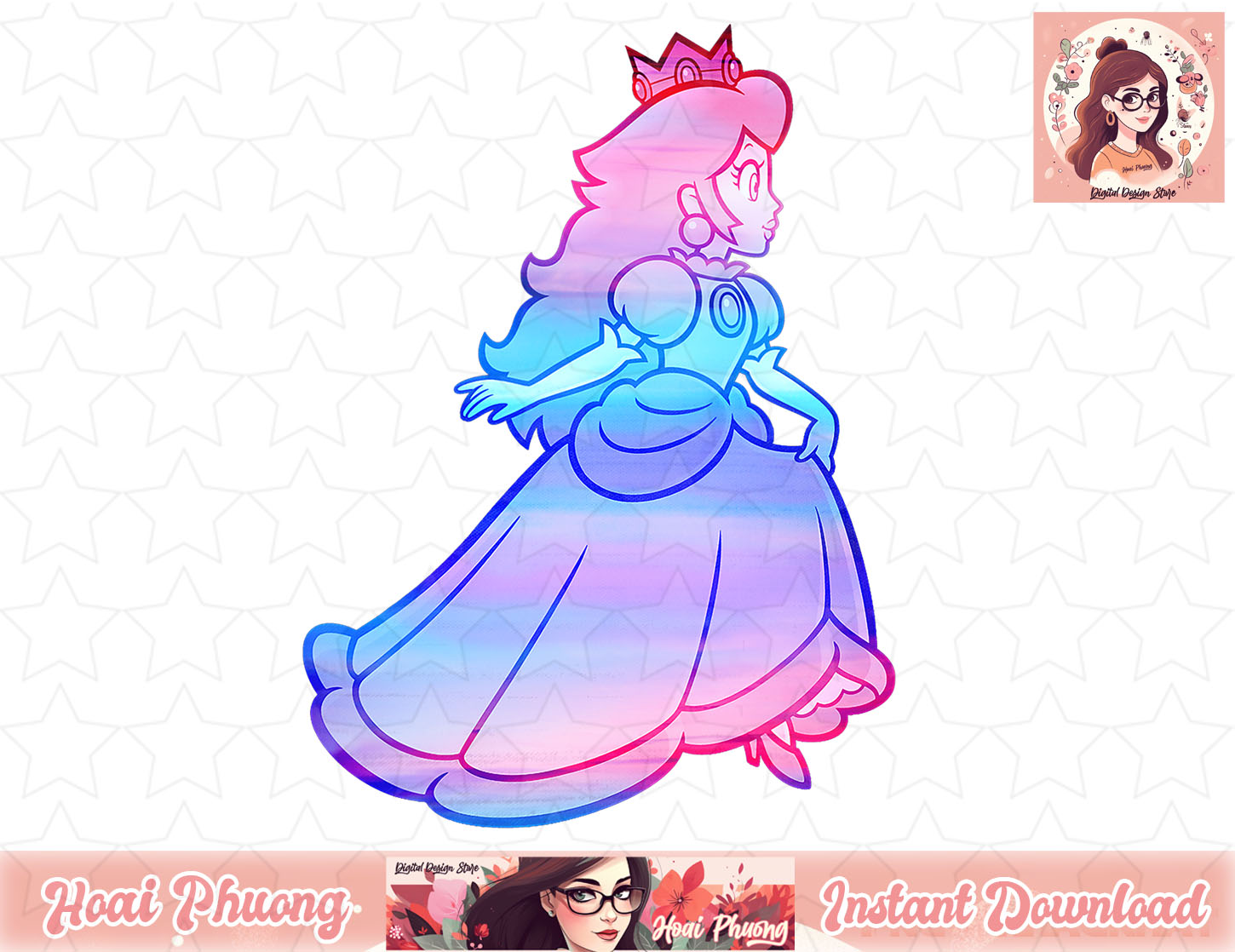 Nintendo Super Mario Peach Gradient Run Graphic PNG Sublimat - Inspire ...
