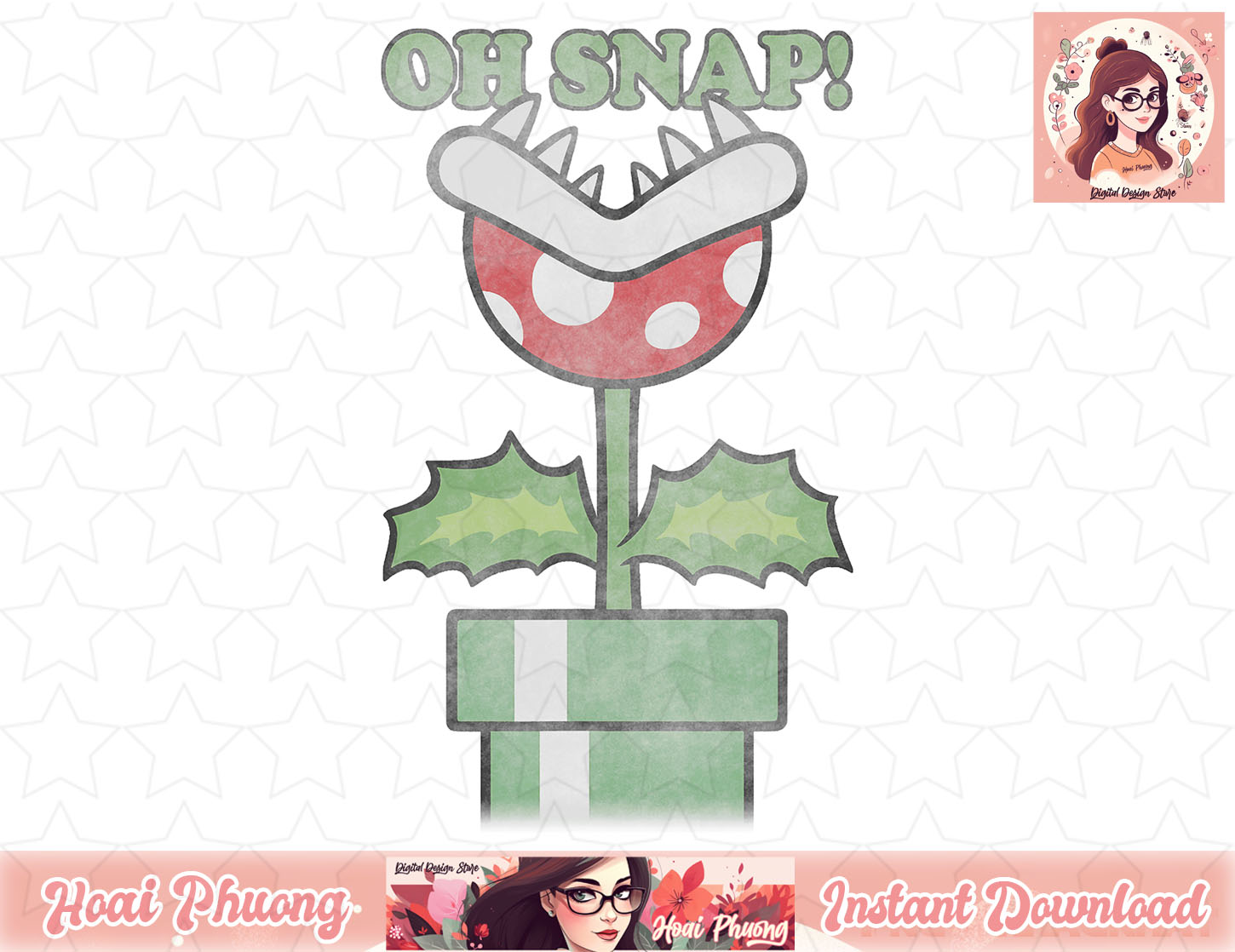 Nintendo Super Mario Piranha Plant Oh Snap Vintage PNG Subli - Inspire ...