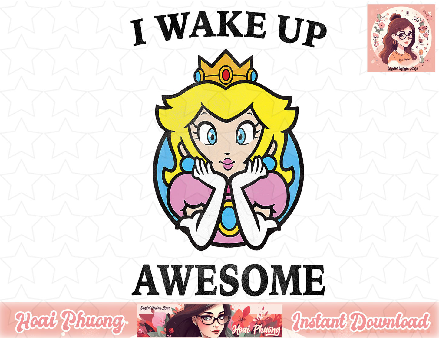 Nintendo Super Mario Princess Peach Awesome PNG Sublimation - Inspire ...