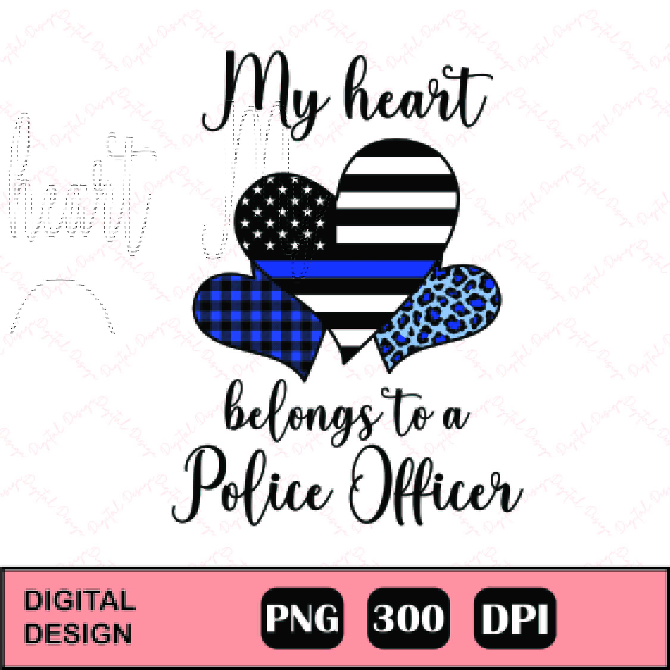 Police Officer Hearts Sublimation - Inspire Uplift