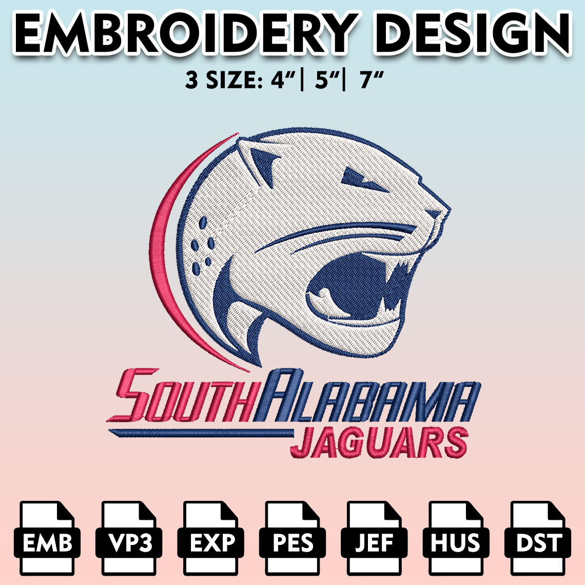 NCAA Logo Embroidery Designs, NCAA South Alabama, South Alab | Inspire ...