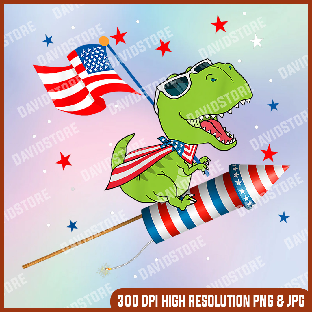 Dinosaur Riding Fireworks Funny 4th Of July 4th Of July, Mem | Inspire ...