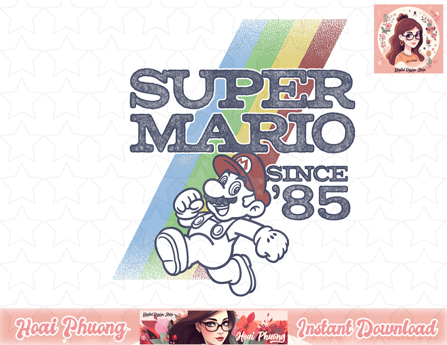Nintendo Super Mario Retro Rainbow '85 Graphic PNG Sublimati - Inspire ...