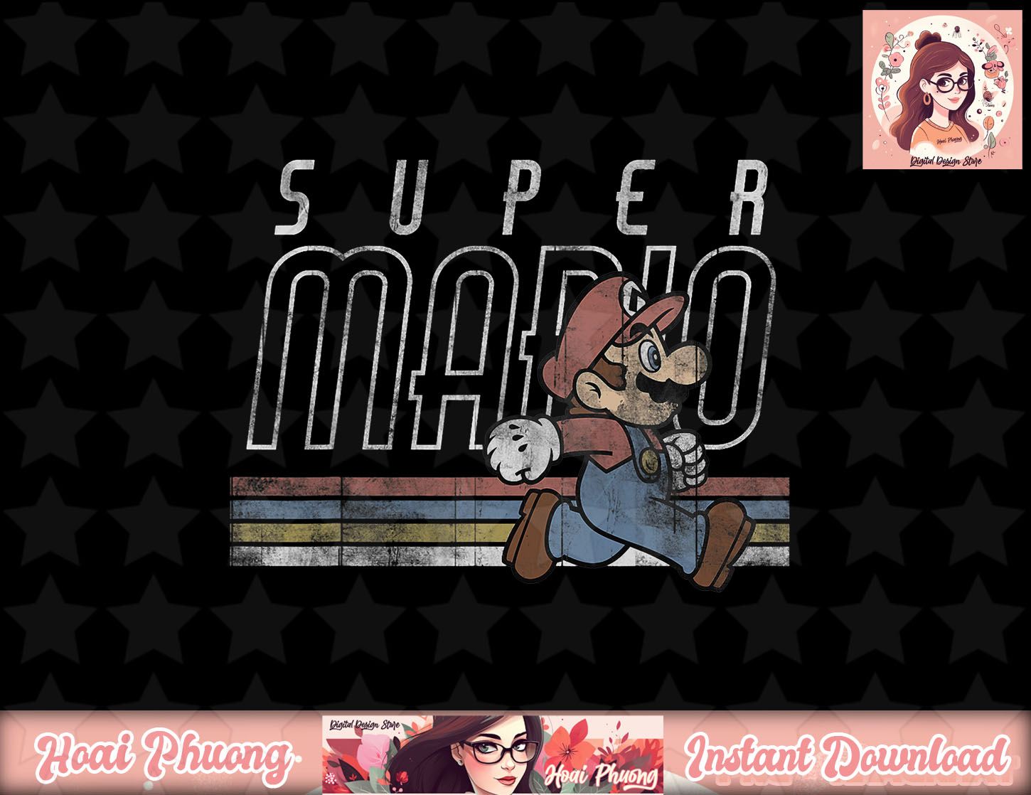 Nintendo Super Mario Retro Stripe Walk Graphic PNG Sublimati | Inspire ...