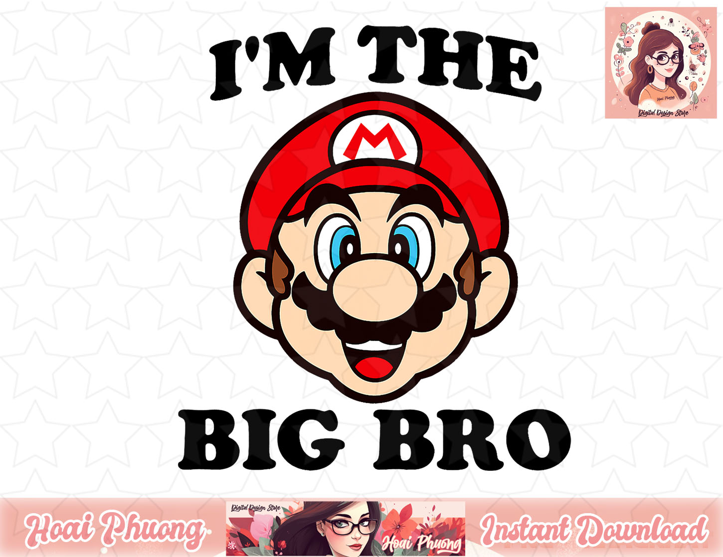 Nintendo Super Mario The Big Bro Face Graphic PNG Sublimatio | Inspire ...