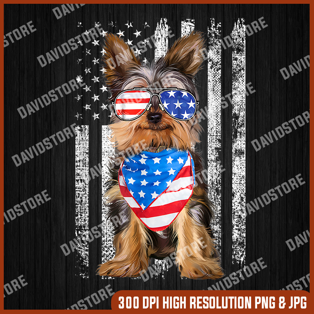 Yorkshire 4th of July Patriotic Yorkie America Flag Memorial | Inspire ...