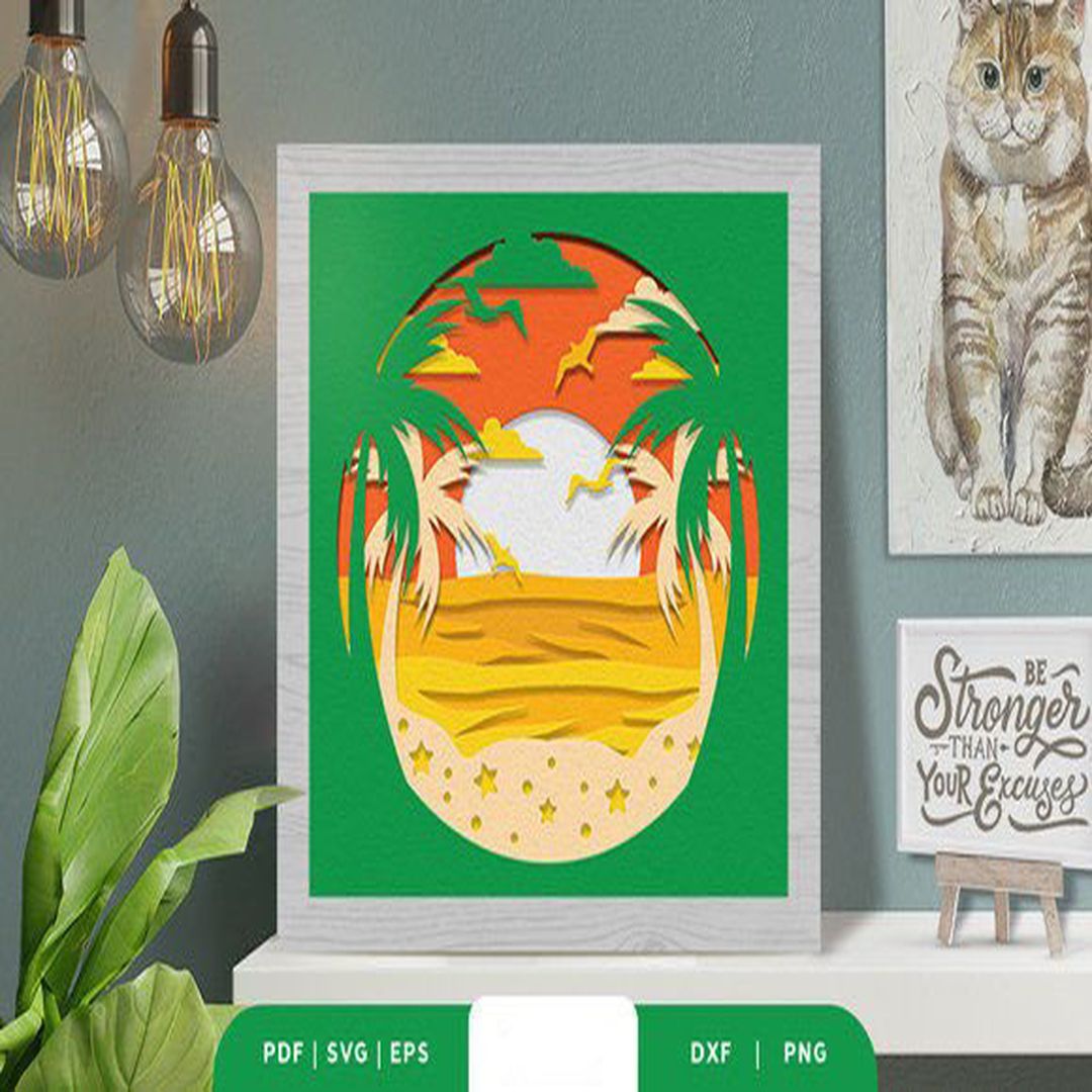 Tropical Beach 3D Paper Cutting File SVG | Inspire Uplift