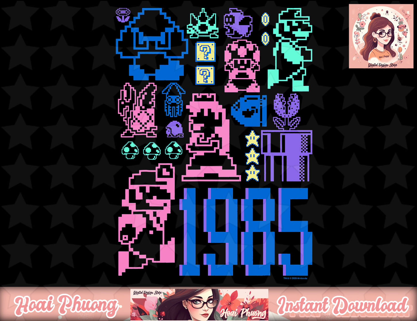 Super Mario 35th Anniversary 1985 Pixel Art PNG Sublimation | Inspire ...