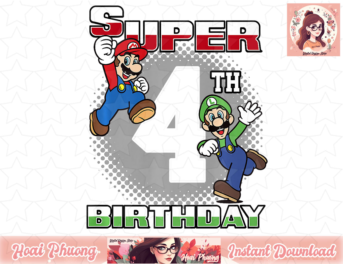 Super Mario And Luigi Super Birthday 4th Birthday Portrait P - Inspire ...