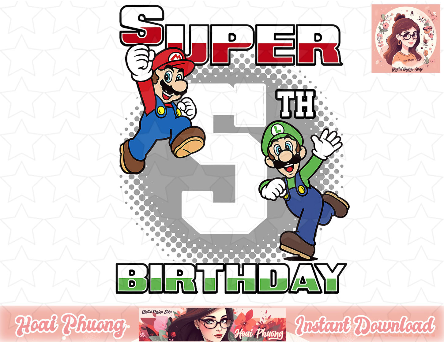 Super Mario And Luigi Super Birthday 5th Birthday Portrait P - Inspire ...