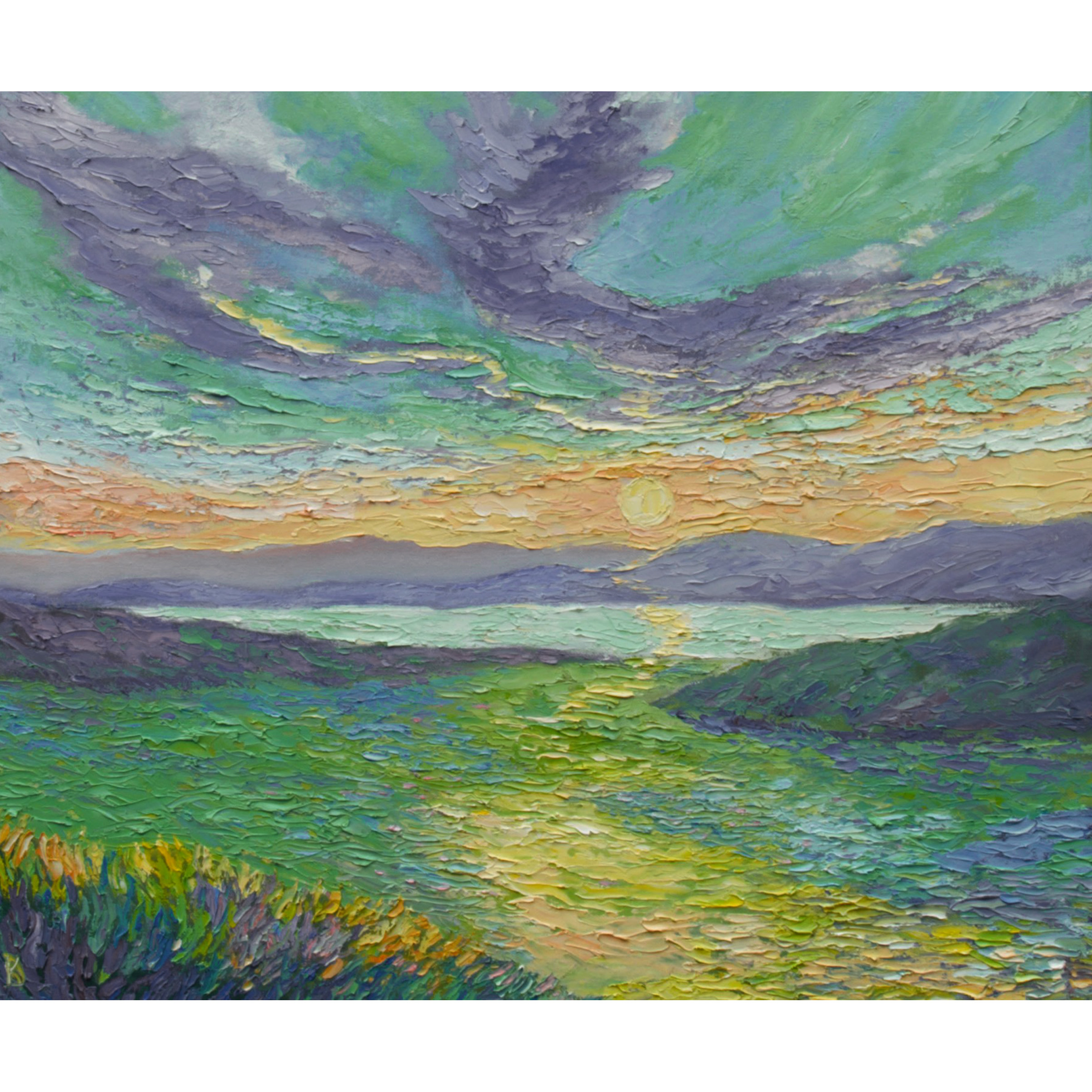 Meadow Painting Sunrise Original Art Impressionist Art | Inspire Uplift