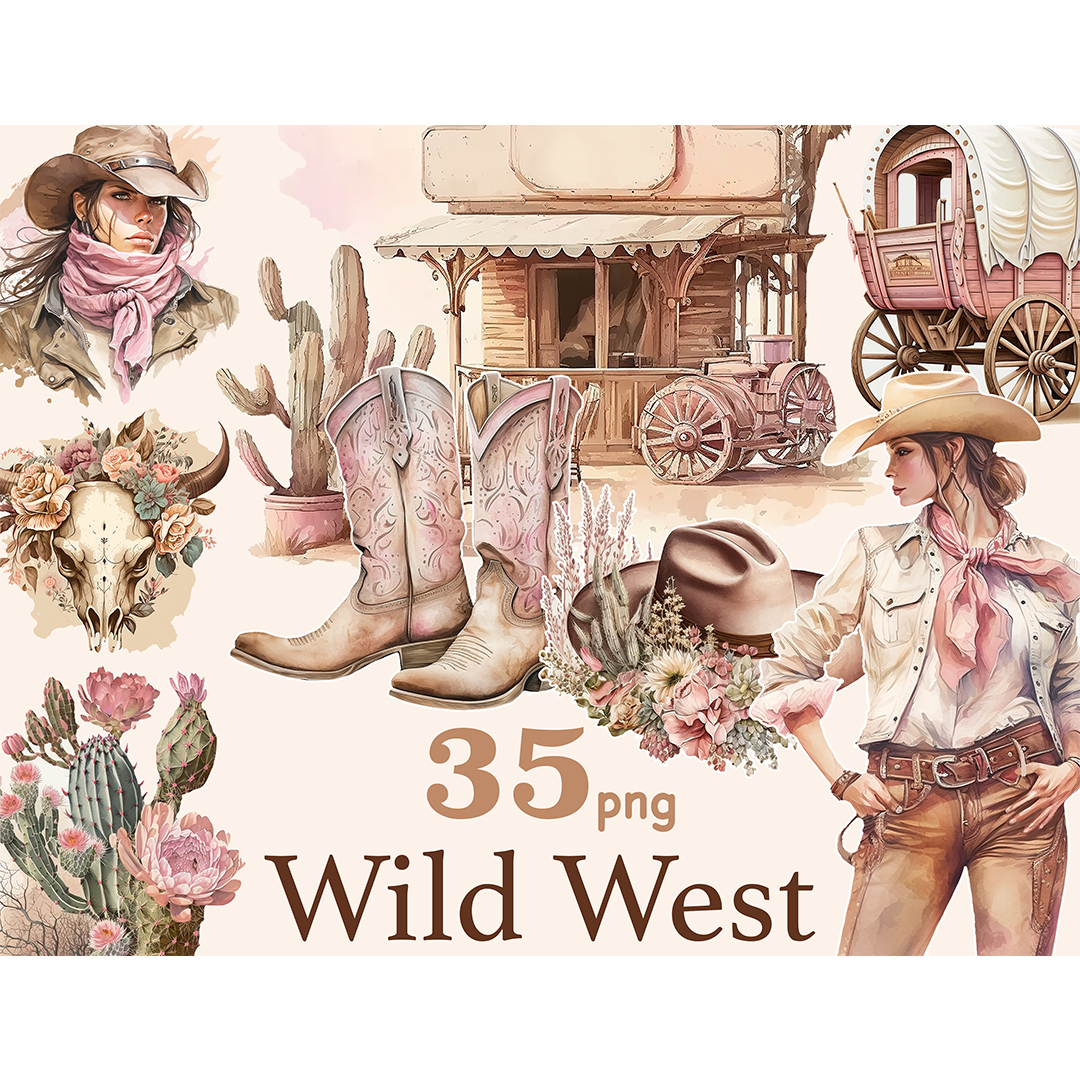 Western Girl Clipart | Wild West Illustration - Inspire Uplift