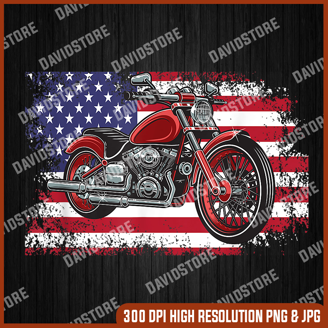 American Flag Biker Motorcycle USA Flag 4th of July Men Boys | Inspire ...